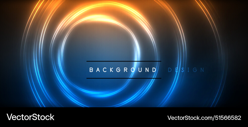 Neon glowing circle rays light round lines Vector Image