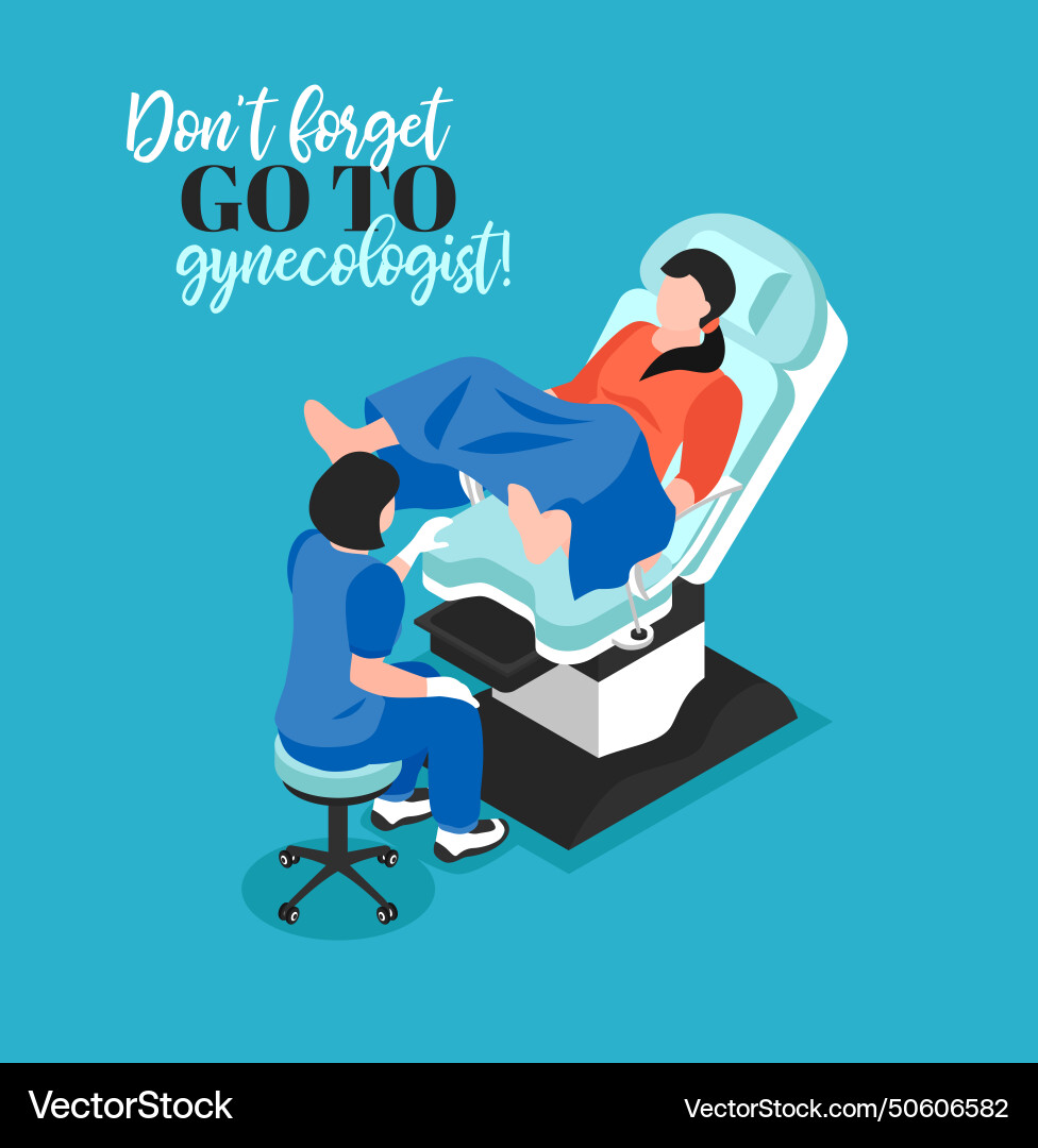 Visit to gynecologist isometric composition Vector Image