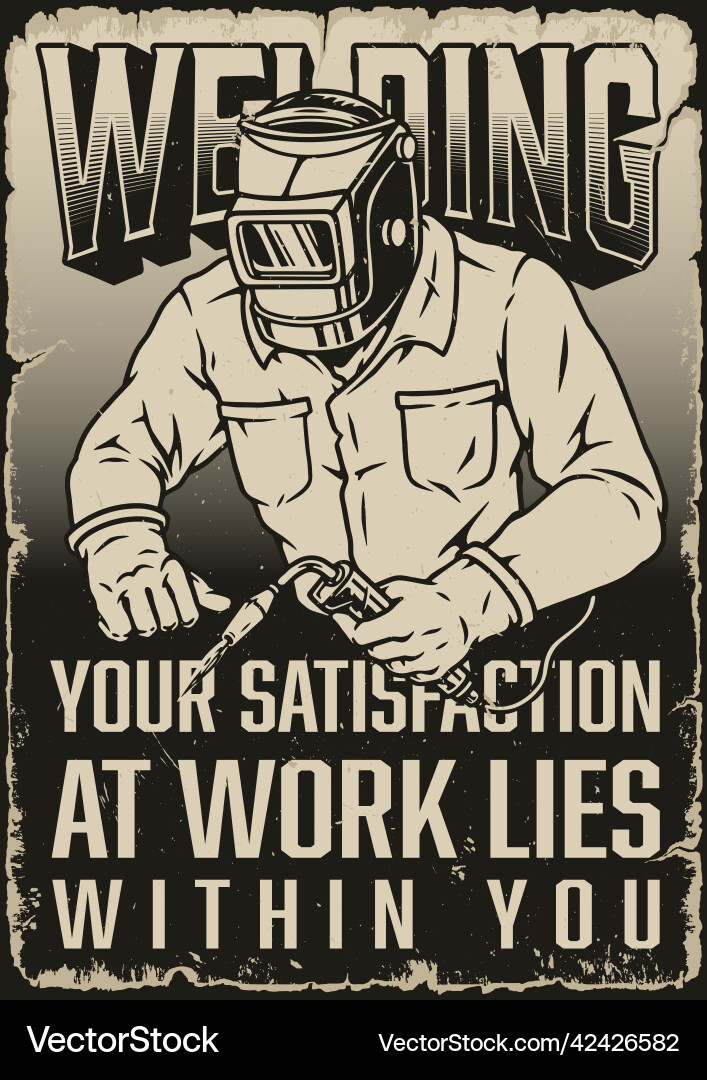 Welder in mask monochrome poster Royalty Free Vector Image