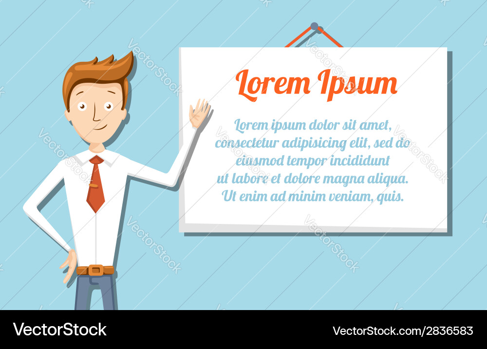 Cartoon manager with flip chart Royalty Free Vector Image