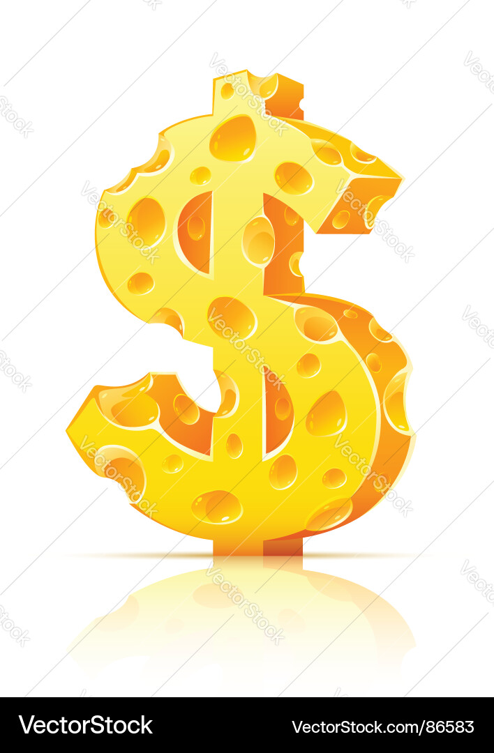 Cheese Dollar Sign Royalty Free Vector Image - VectorStock