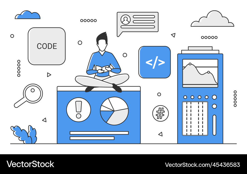 Code development work Royalty Free Vector Image