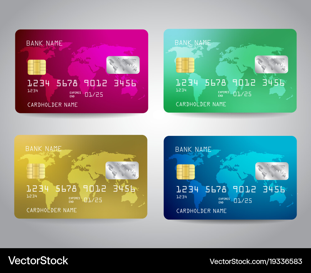 Credit cards set Royalty Free Vector Image - VectorStock