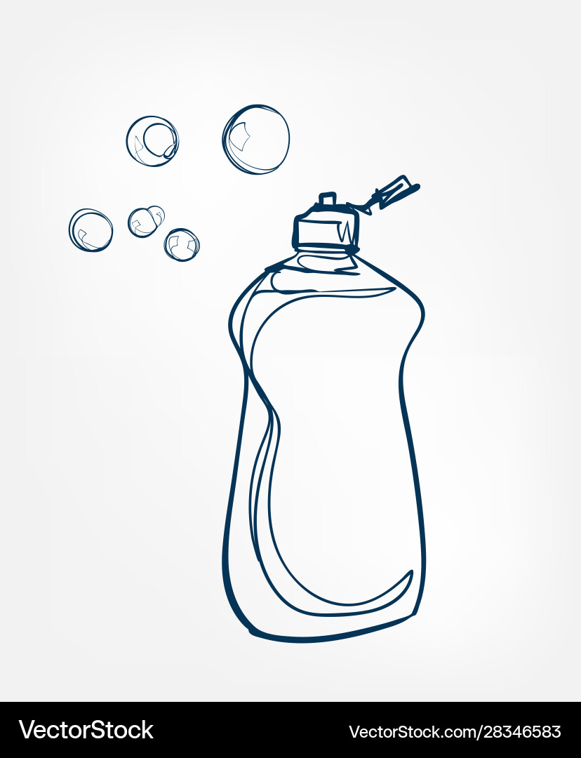 Dishwashing liquid line art sketch outline Vector Image