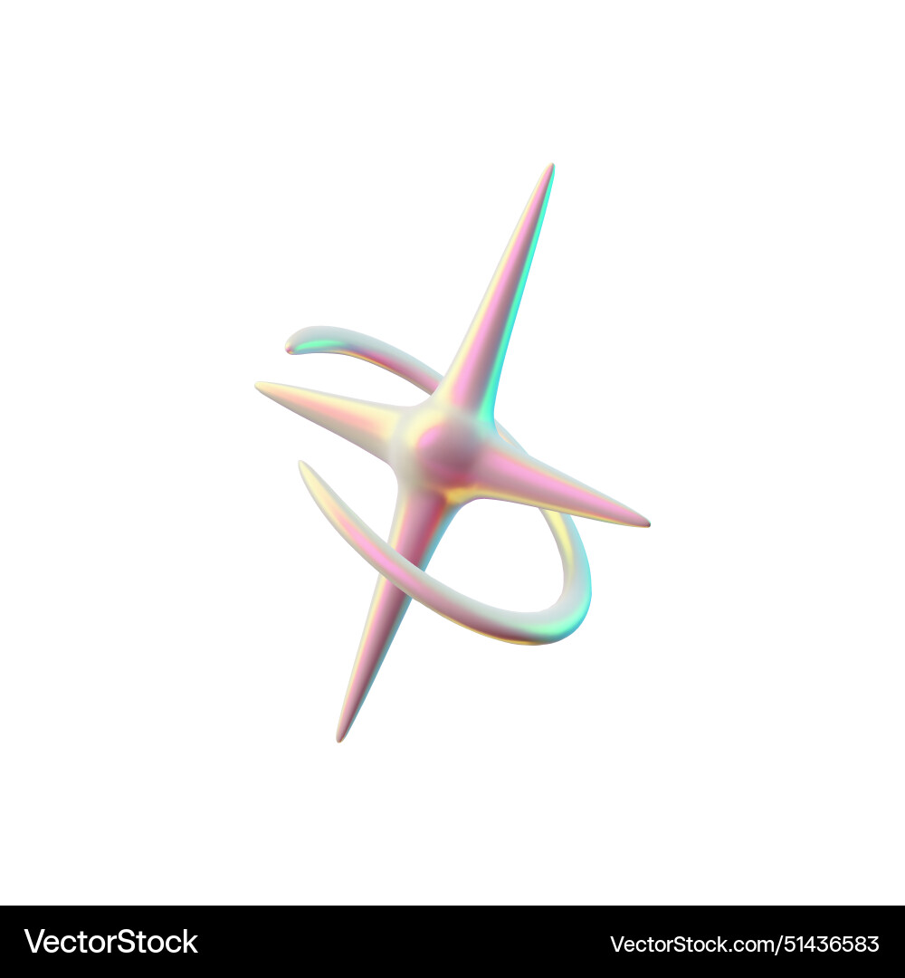 Four-pointed 3d star with a ring around Royalty Free Vector