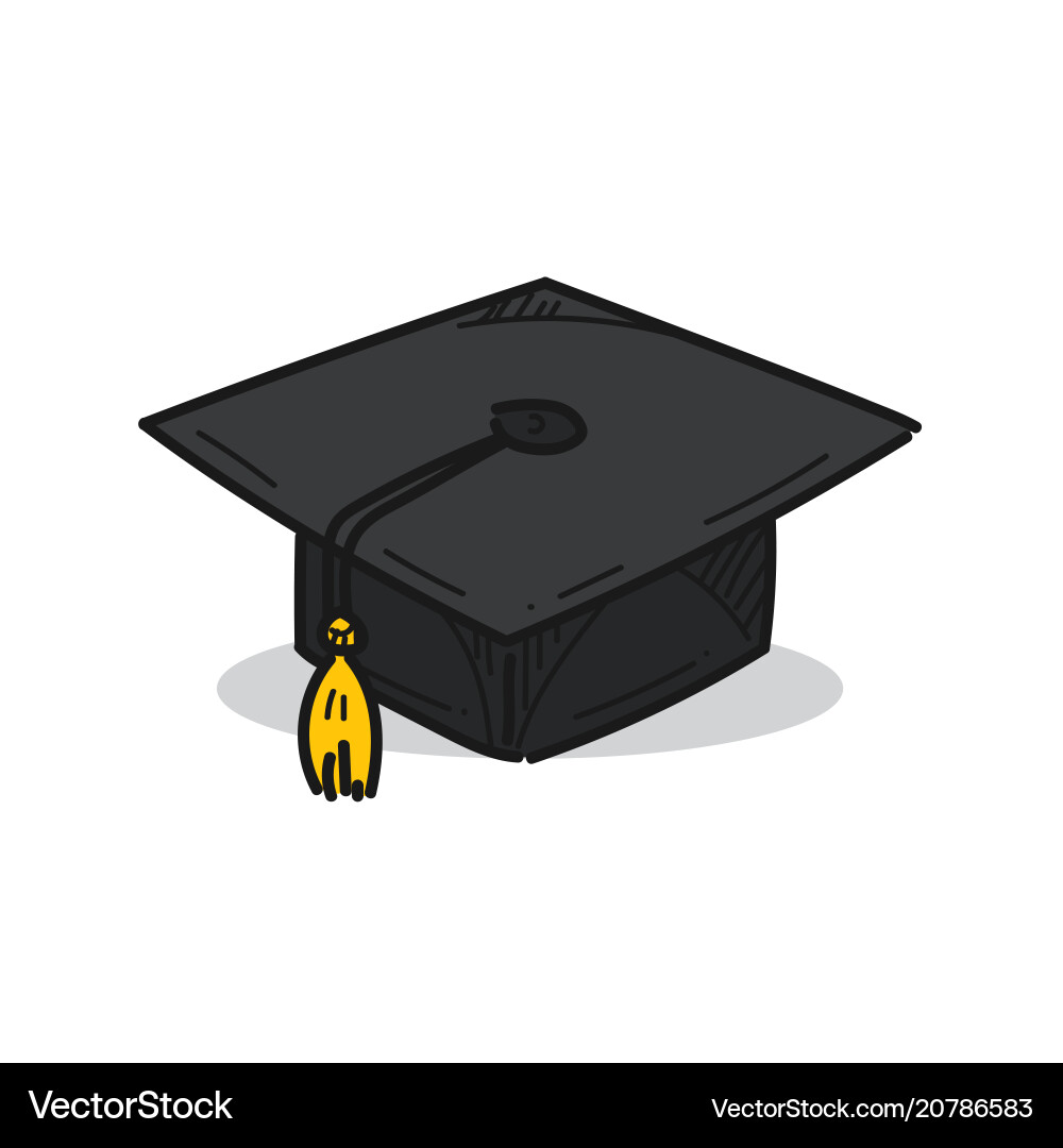 Graduation cap on a white background Royalty Free Vector