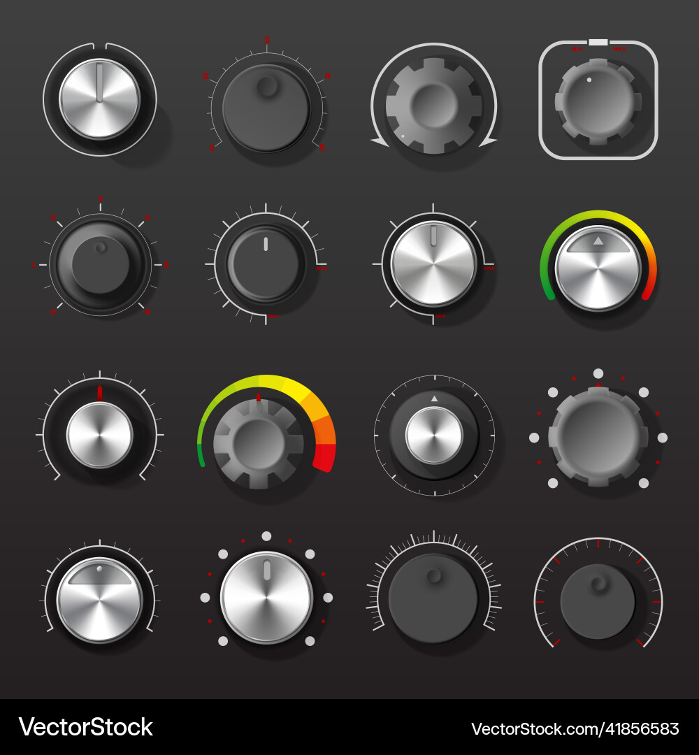 Realistic round adjustment dial background Vector Image