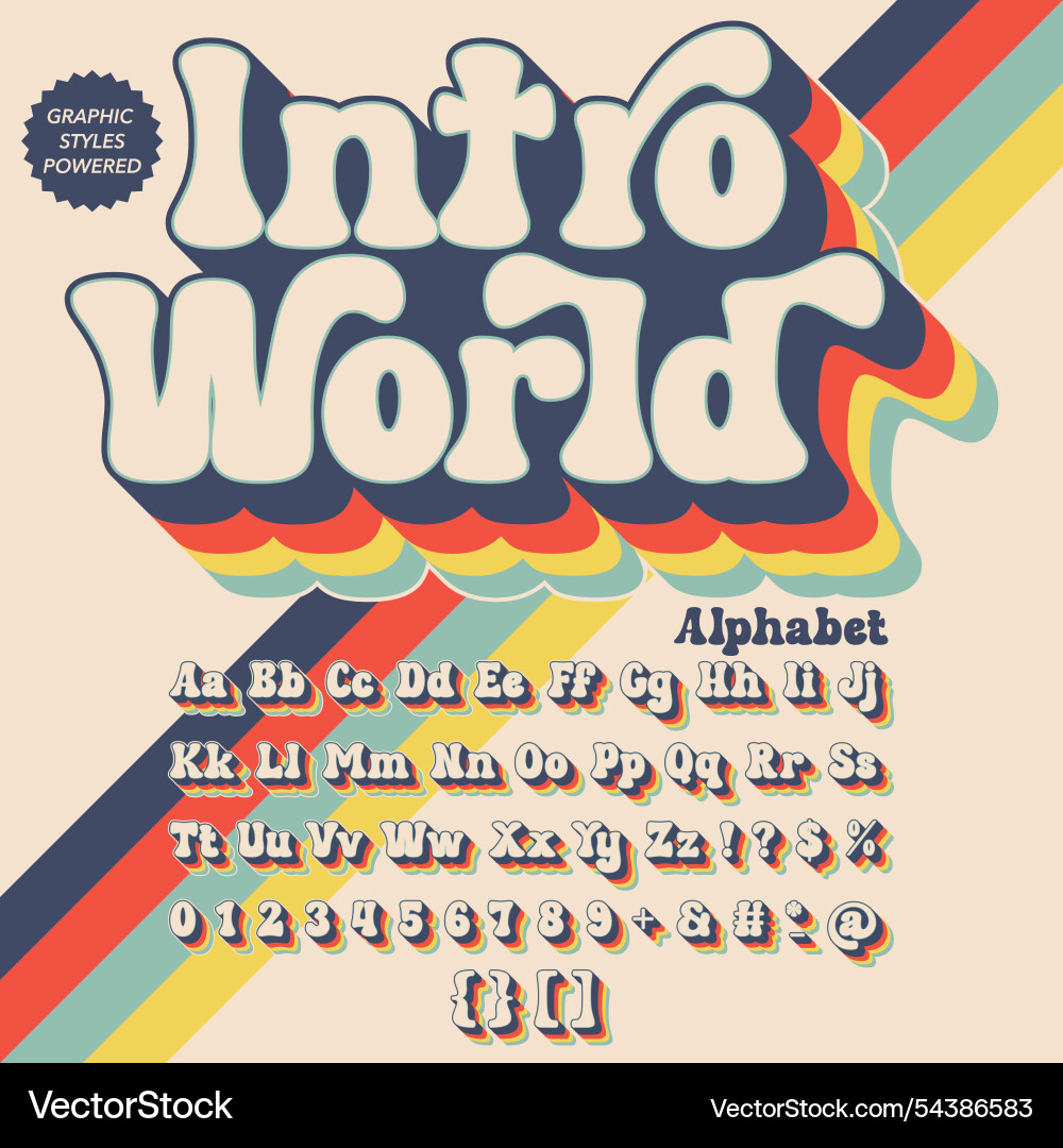 Retro groovy vintage display bold font alphabet Vector Image