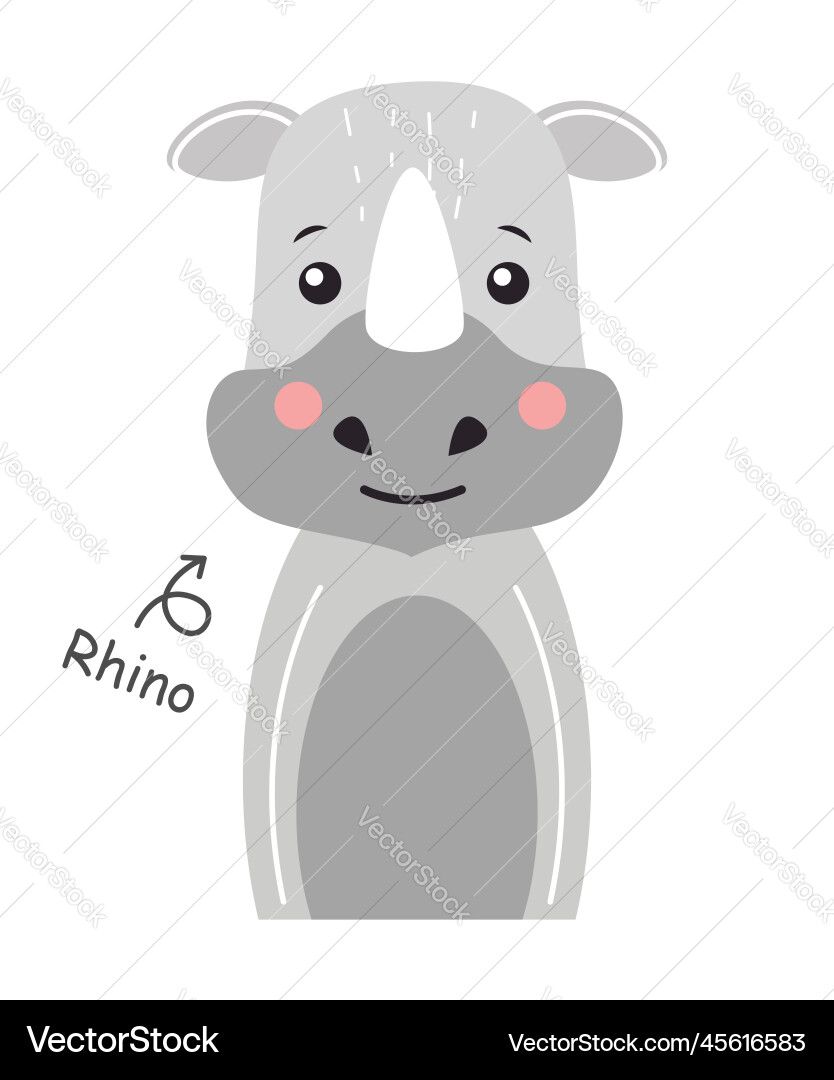 Rhinoceros cartoon character Royalty Free Vector Image