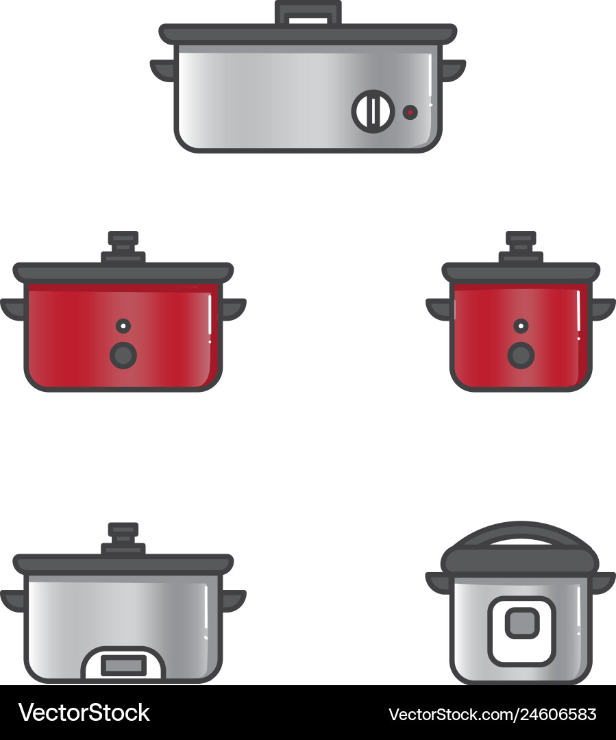 Slow Cooker Kitchenware Set Royalty Free Vector Image