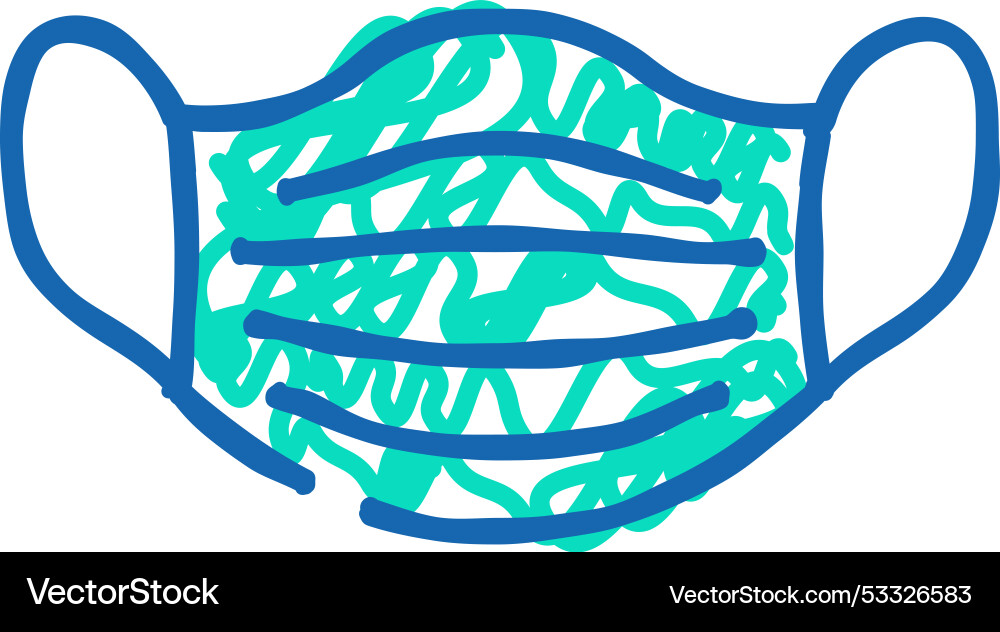 Surgical mask ppe protective equipment icon doodle