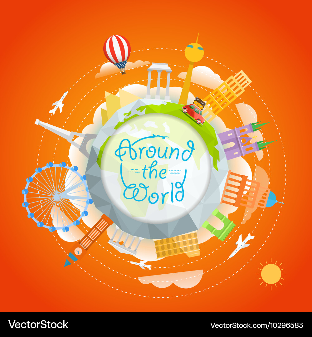 Travel around the world concept template Vector Image