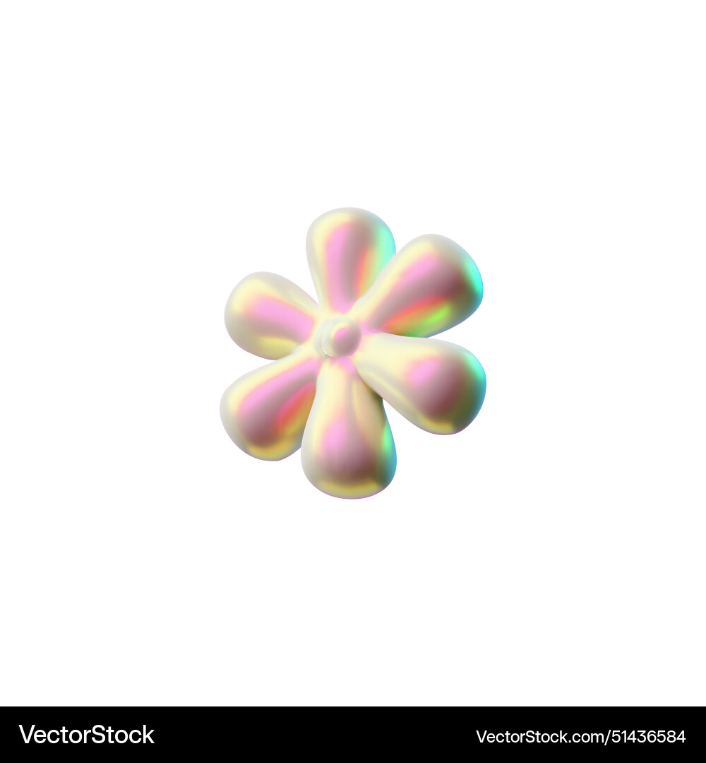 3d glossy pink flower figure liquid surface Vector Image