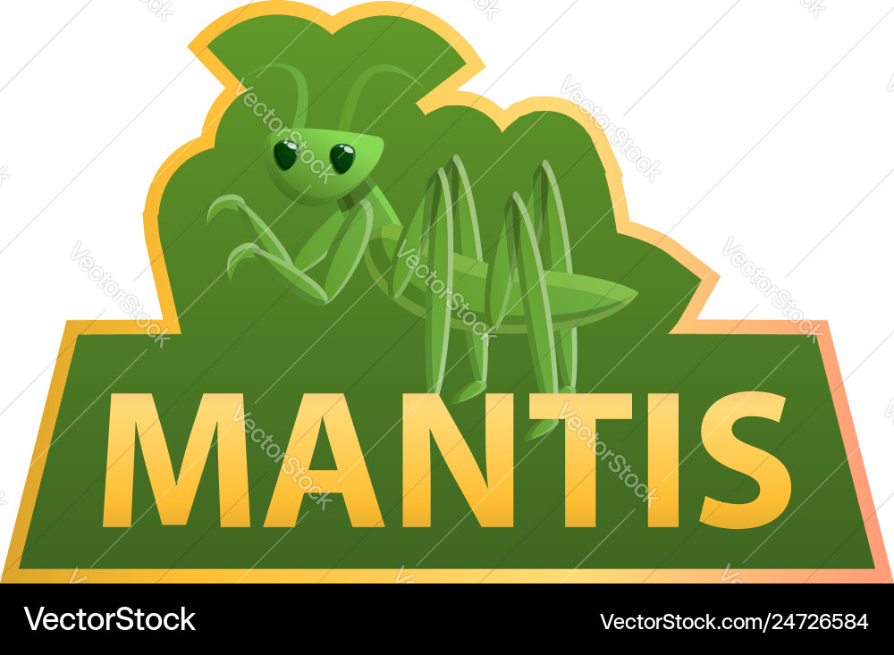 Green mantis logo cartoon style Royalty Free Vector Image