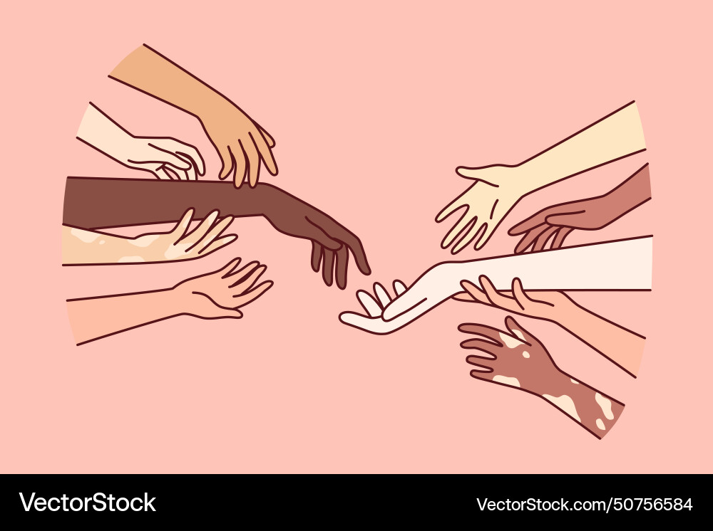 Hands diverse people with different skin colors Vector Image
