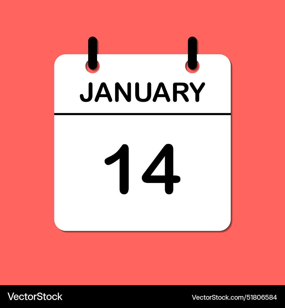 January 14 daily calendar icon for design simple Vector Image