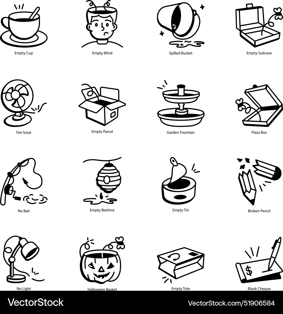 Pack of 16 problems doodle icons Royalty Free Vector Image