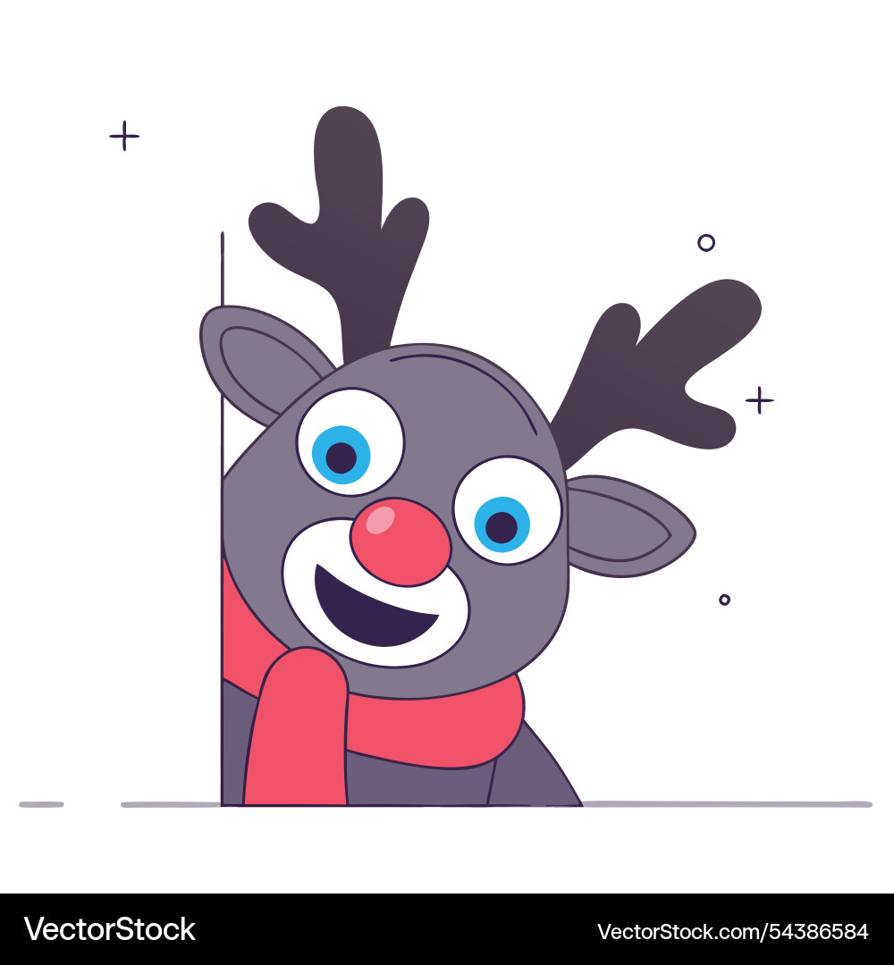Peeking reindeer with holiday cheer Royalty Free Vector