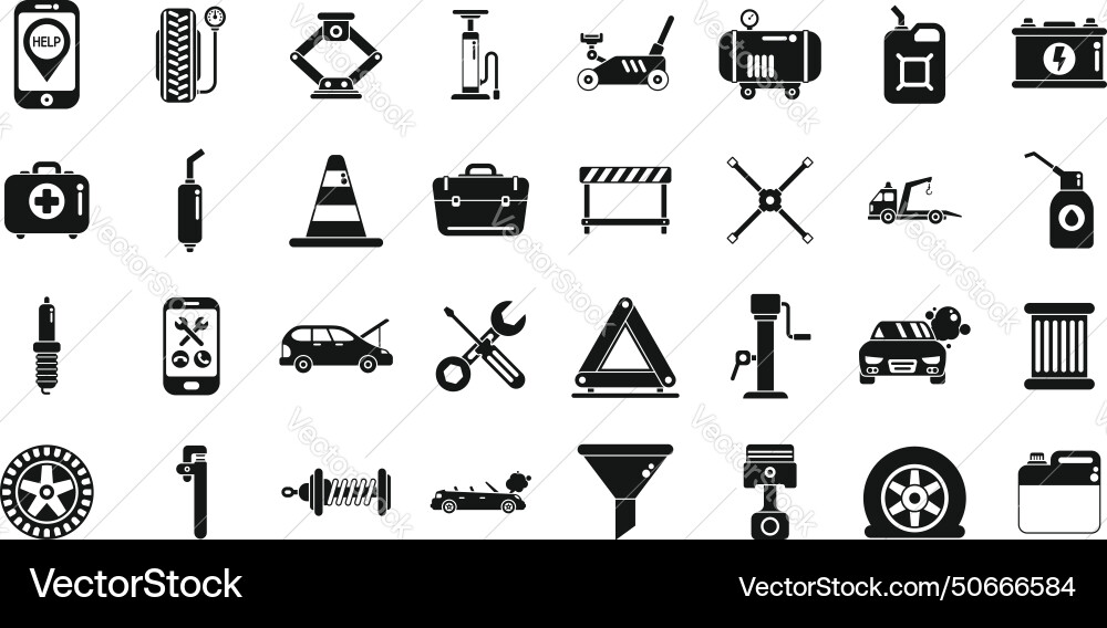 Roadside assistance icons set simple car Vector Image