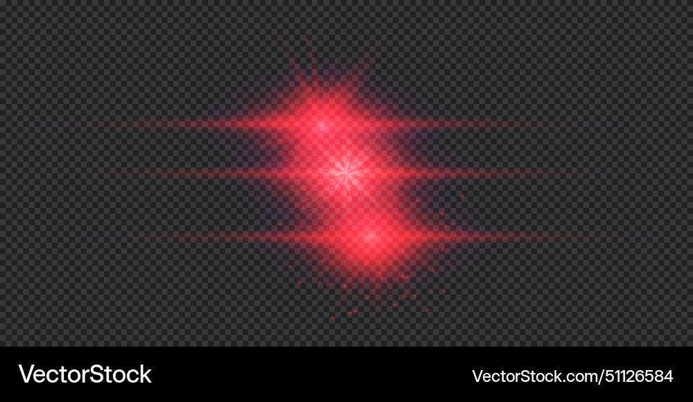 Set of red horizontal light effects lens flares Vector Image