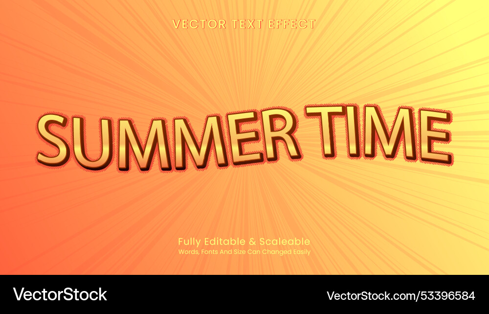 Summer time editable text effect Royalty Free Vector Image
