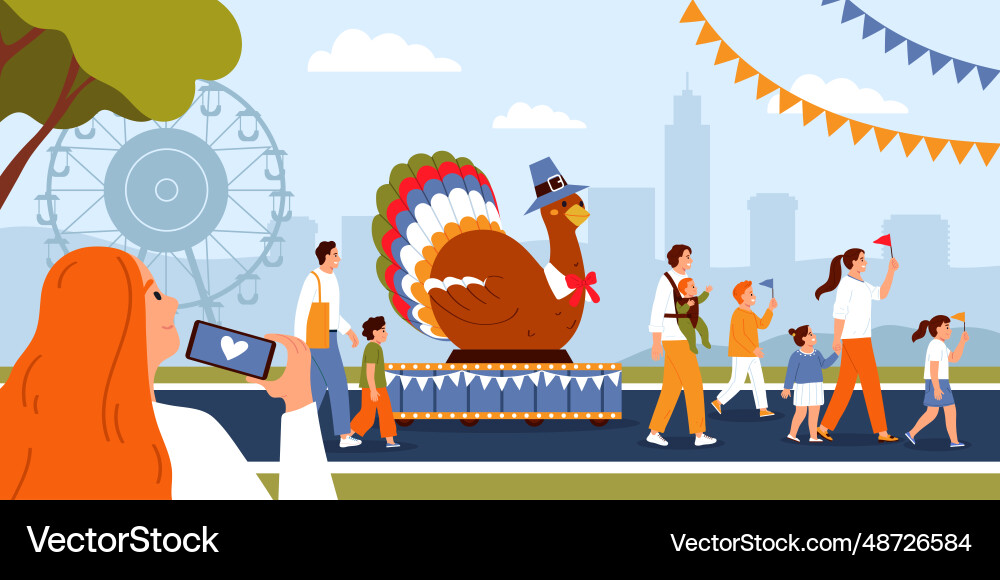 Thanksgiving parade Royalty Free Vector Image - VectorStock