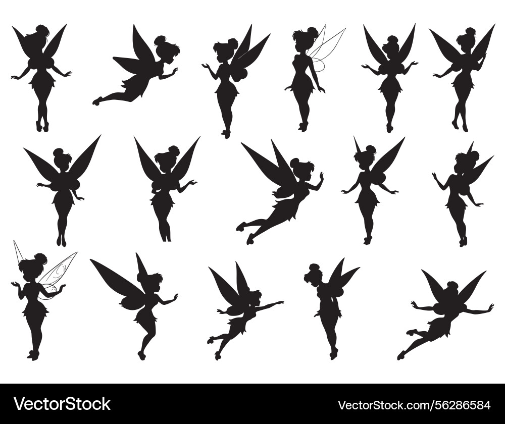 Tinker bell silhouette Royalty Free Vector Image