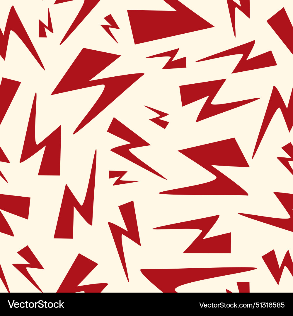 A red and beige pattern of lightning bolts Vector Image
