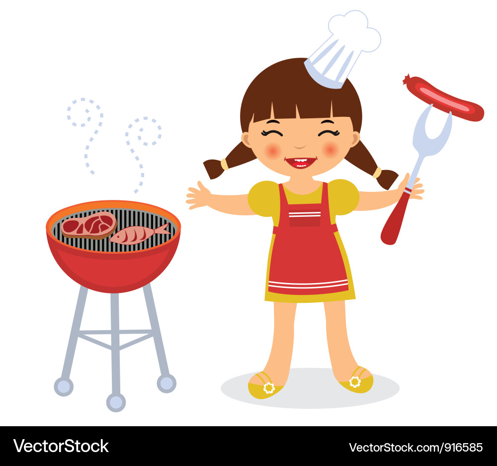 Barbecue girl Royalty Free Vector Image - VectorStock