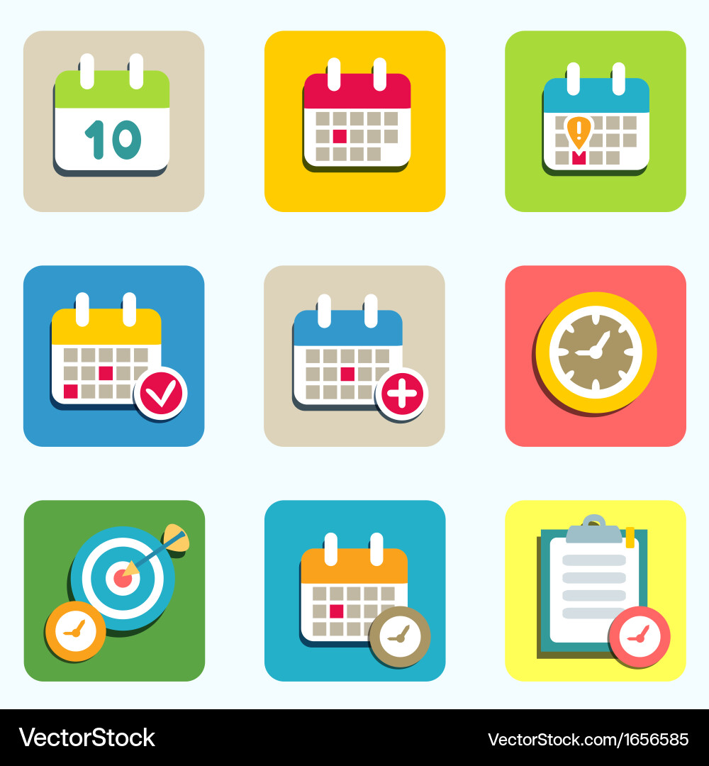Calendar and event icons Royalty Free Vector Image