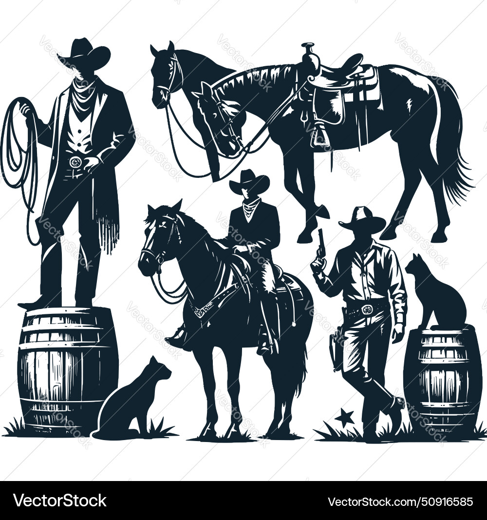 Cowboy and cowgirl bundle file Royalty Free Vector Image