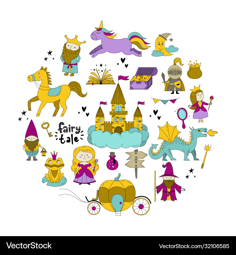 Fairy tale objects collection Royalty Free Vector Image