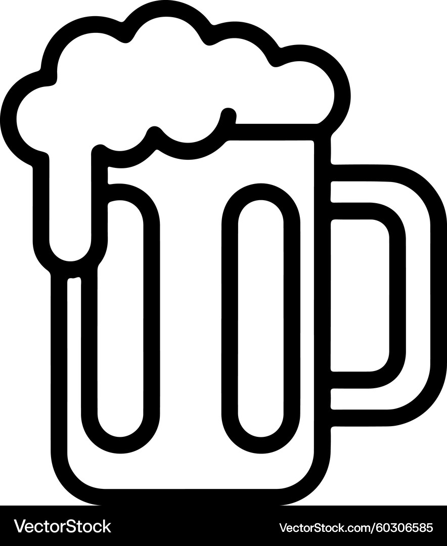 Foamy Beer Mug Outline – Royalty-Free Vector | VectorStock