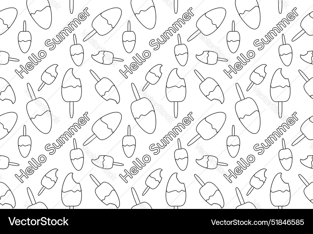 Ice cream pattern coloring page Royalty Free Vector Image