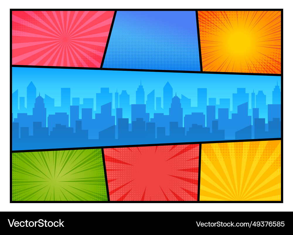 Landscape comic city book page with town Vector Image