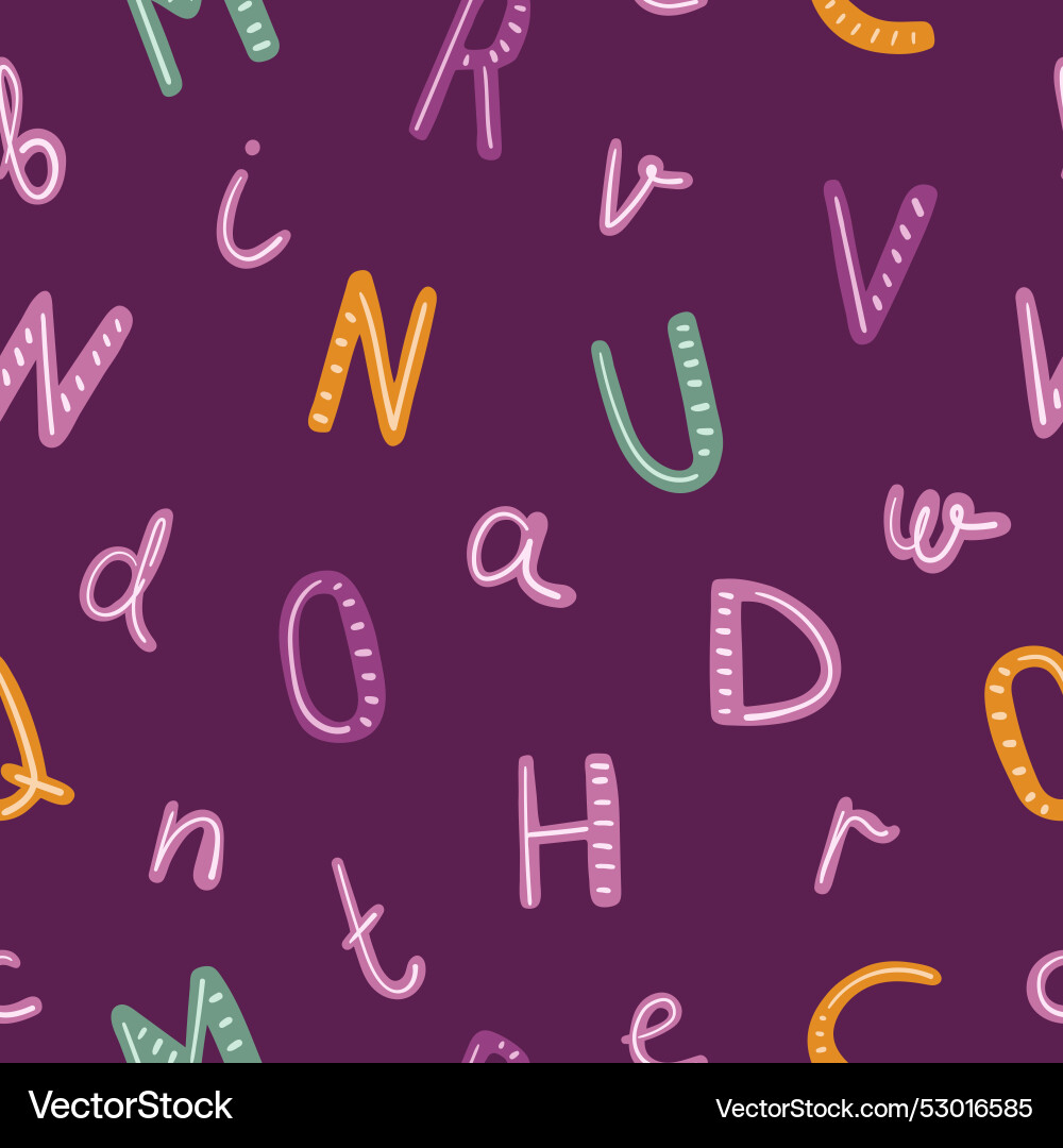 Seamless pattern with letters in simple cartoon Vector Image