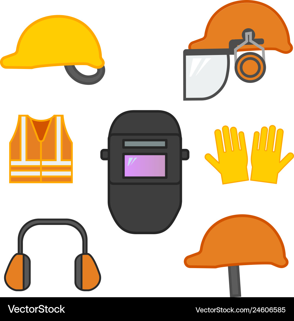 Set of safety equipment for construction Vector Image