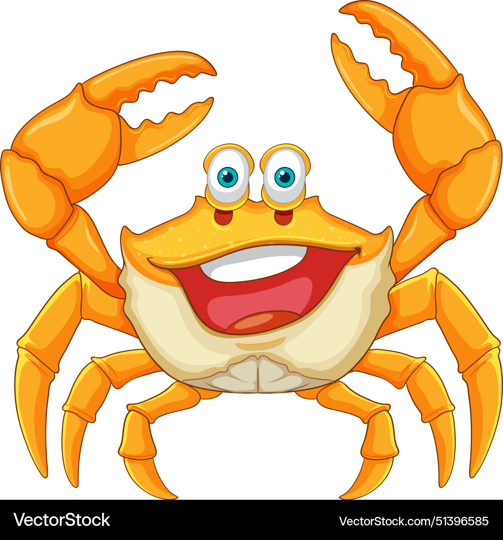 Smiling crab with raised claws Royalty Free Vector Image