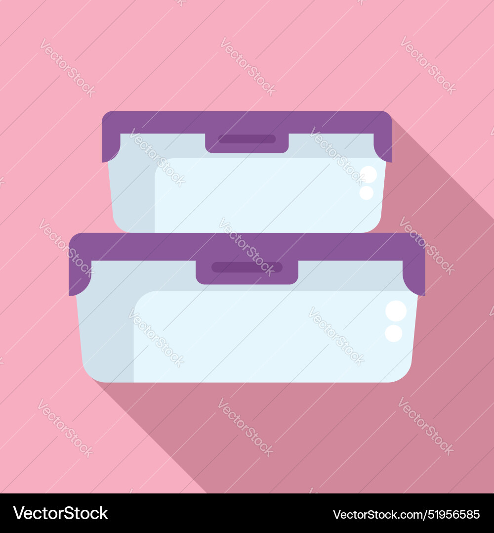 Two empty rectangular plastic lunch boxes stacked Vector Image