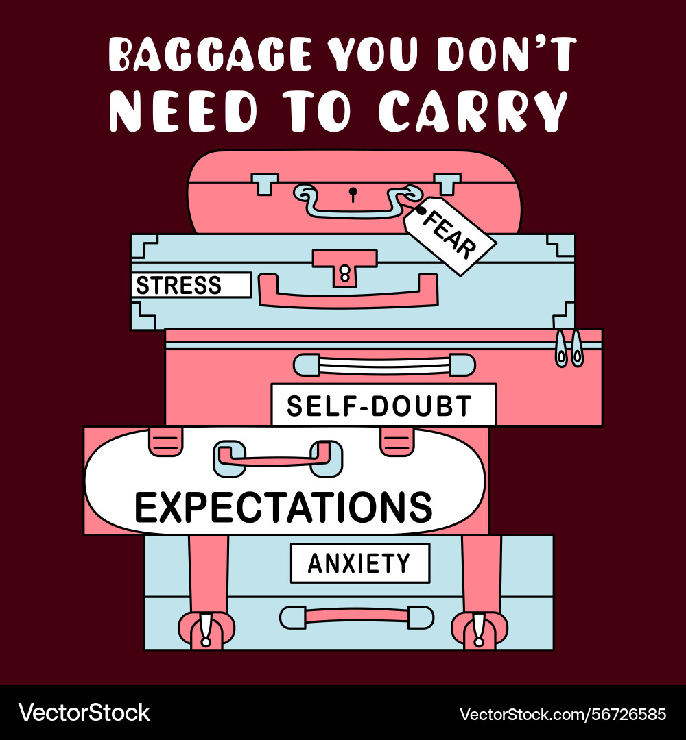 Typography stack of suitcase quotes about letting Vector Image