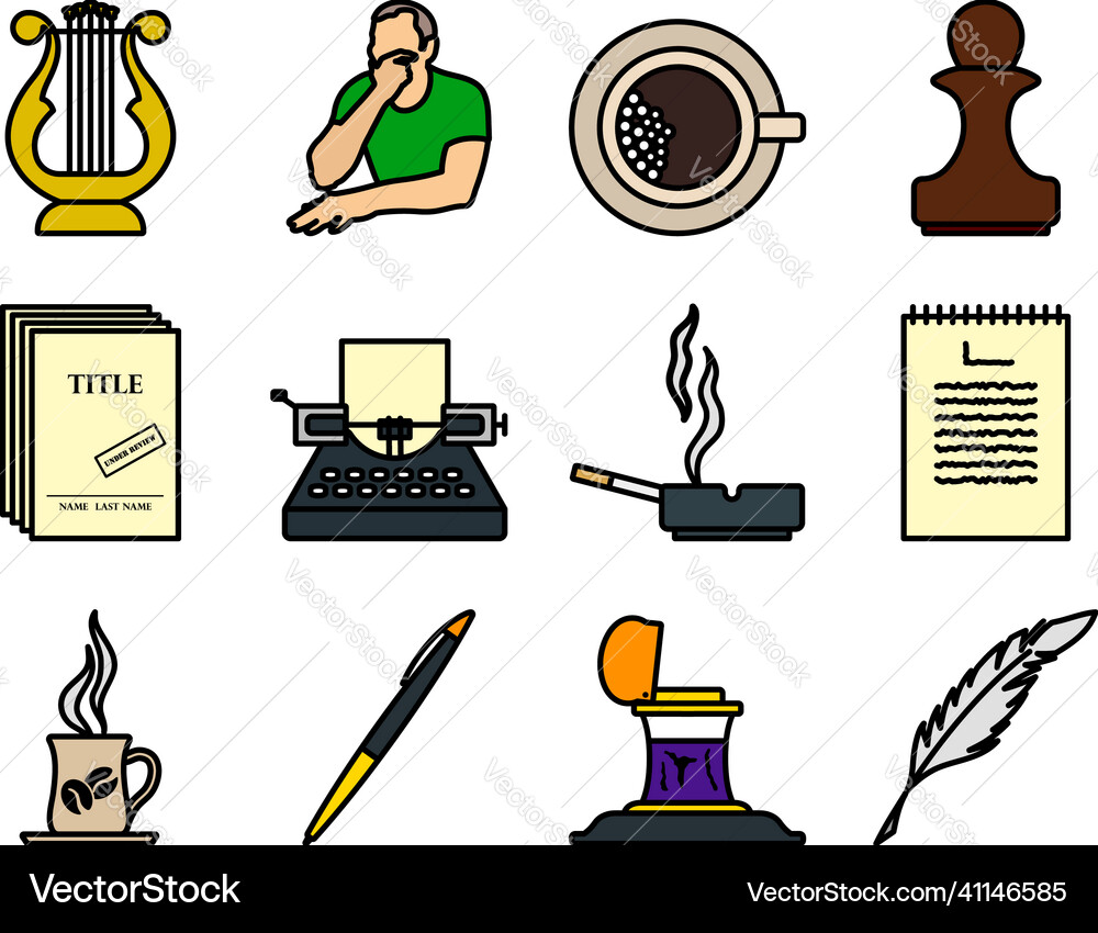 Writer icon set Royalty Free Vector Image - VectorStock