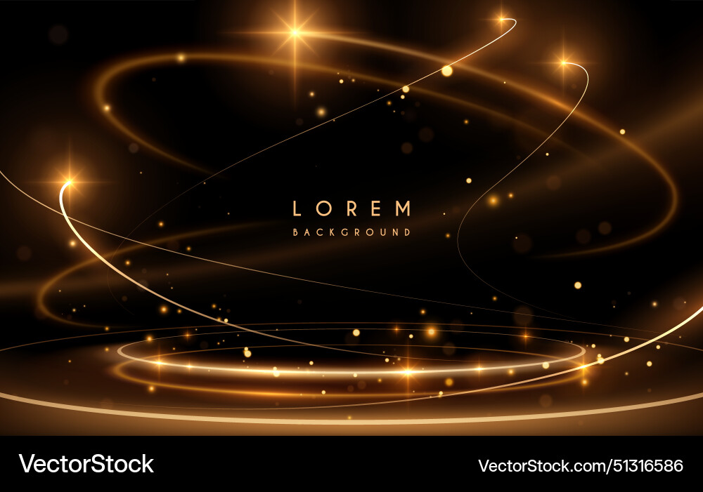 Abstract golden light motion lines on black Vector Image