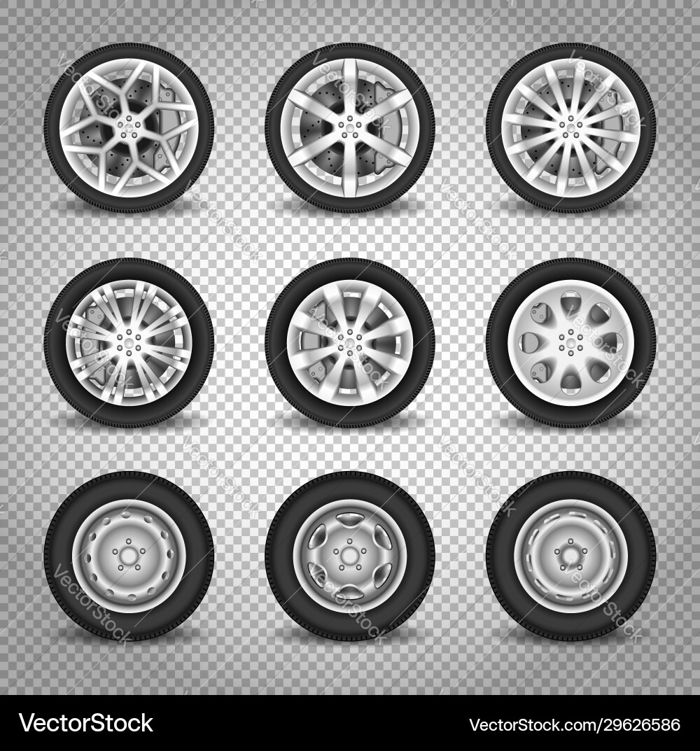 Car wheels set Royalty Free Vector Image - VectorStock
