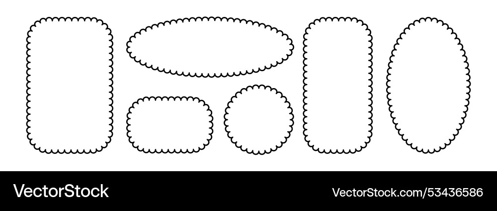 Circle and square scalloped frames scalloped edge Vector Image