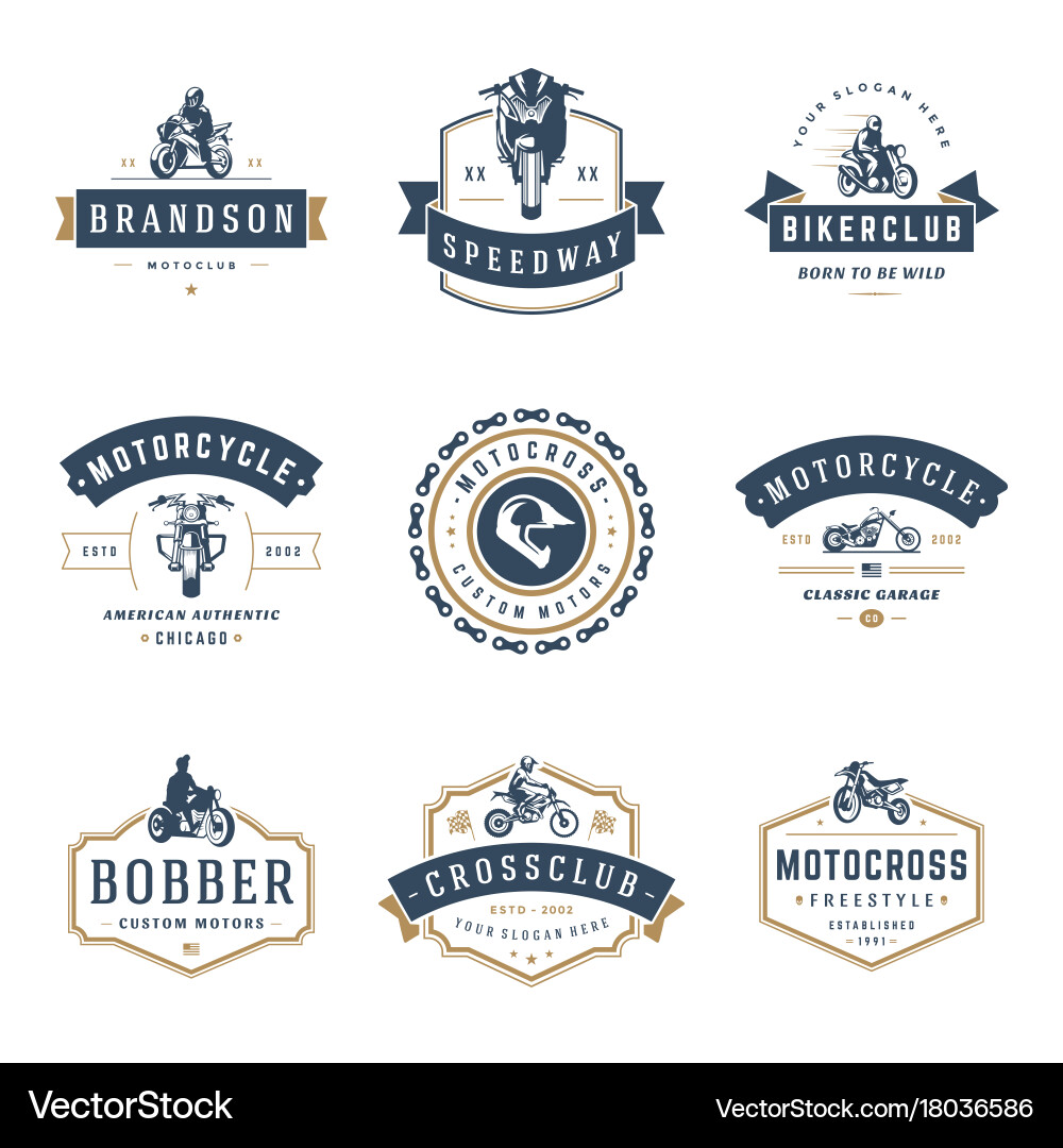 Motorcycles logos templates design elements Vector Image