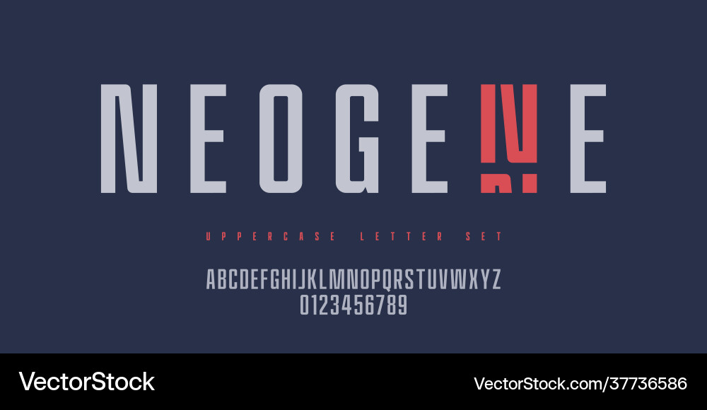 Narrow sans serif font uppercase letter Royalty Free Vector
