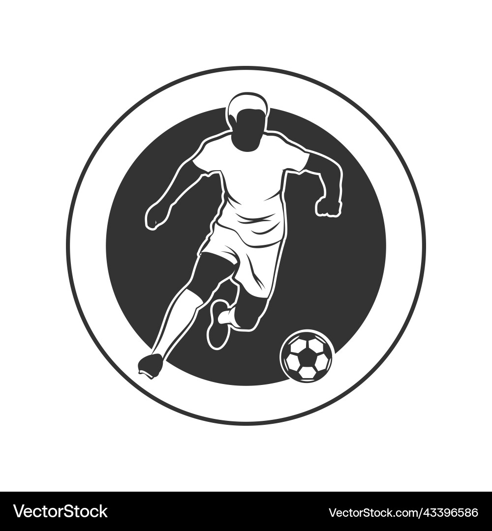 Soccer player dribbling with the ball front view Vector Image