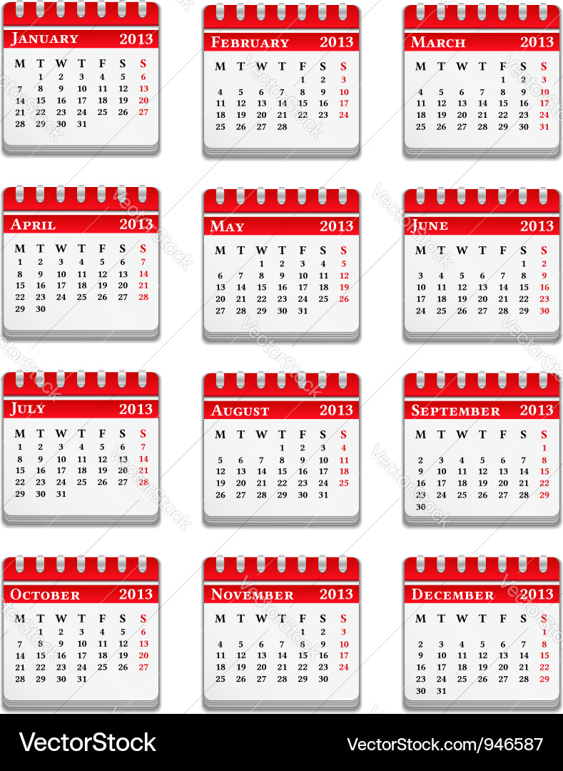 2013 calendar Royalty Free Vector Image - VectorStock