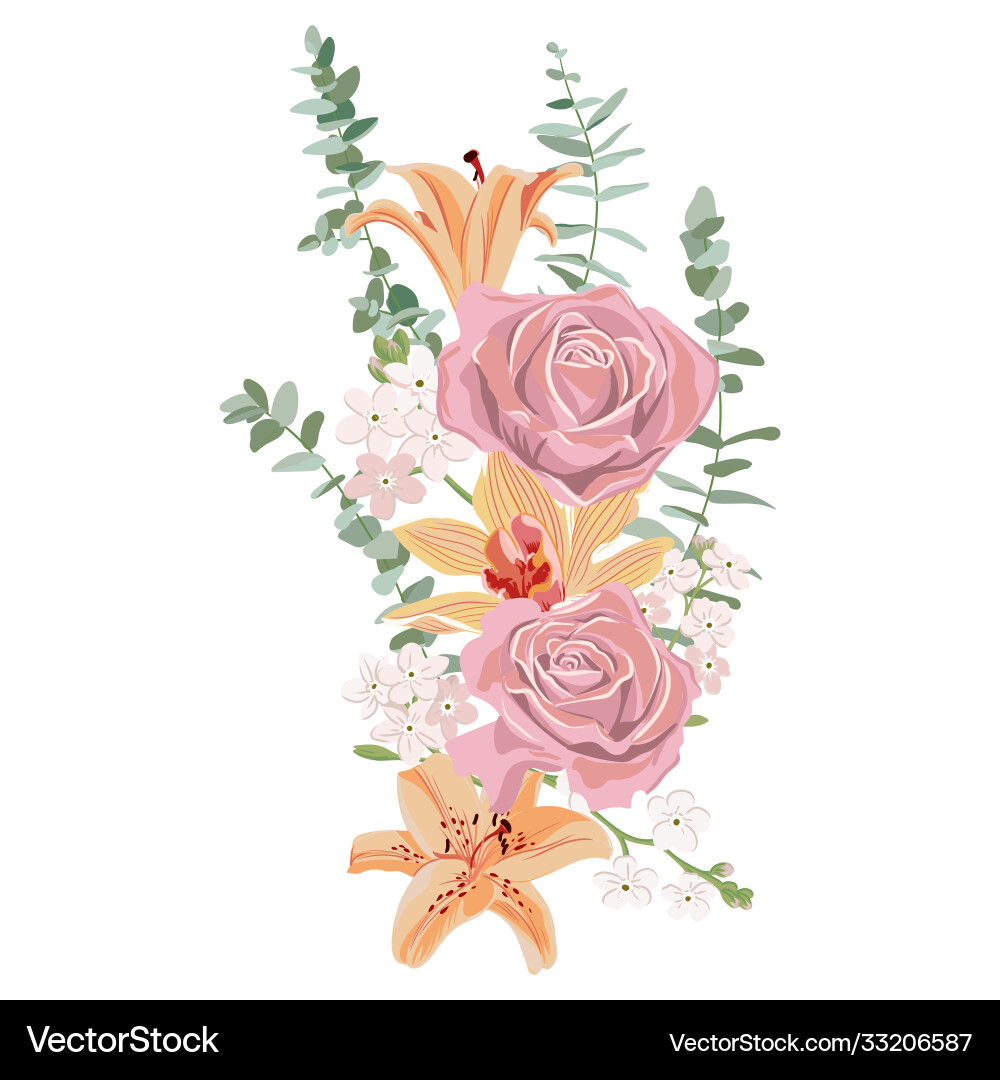 Drawing flowers composition Royalty Free Vector Image