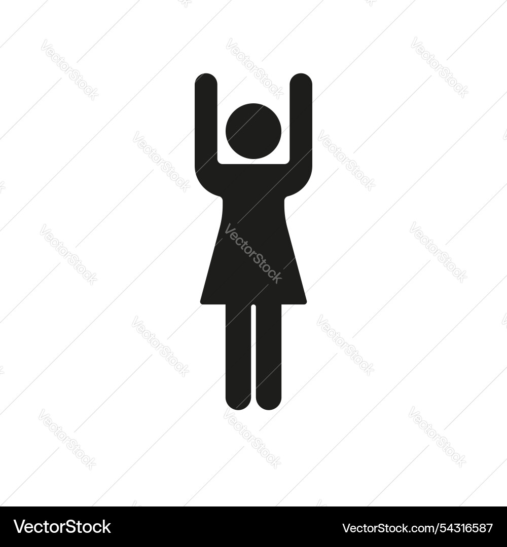 Female human figure with both arms raised Vector Image